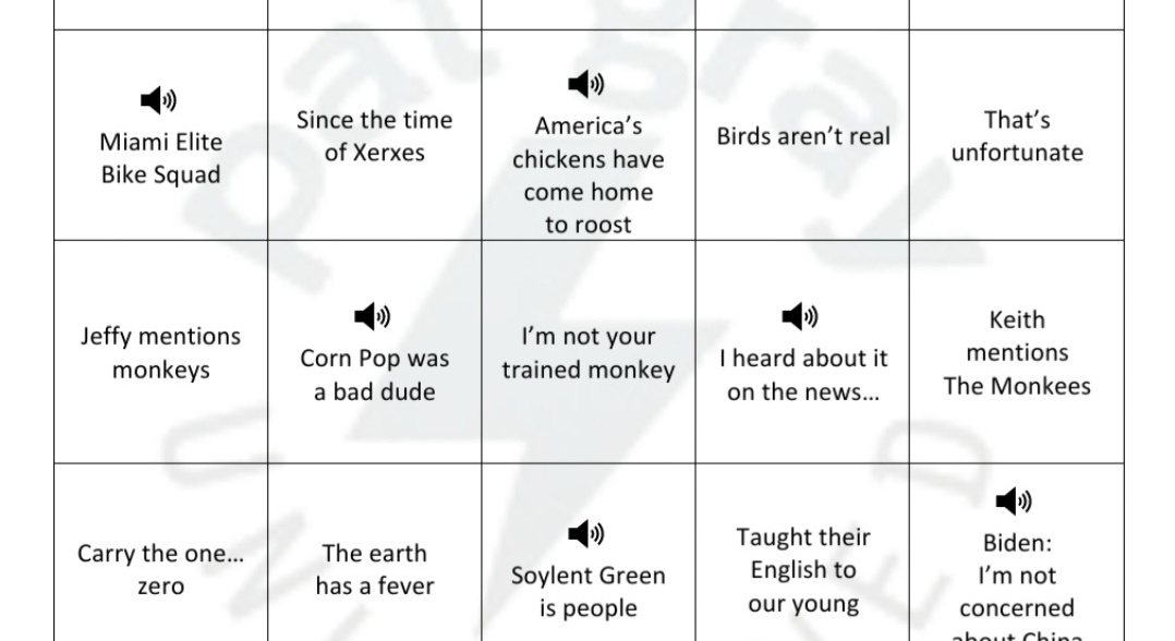 Pat Gray Unleashed on Twitter: "Your #PatGrayBingo card for the week of 6/5! 👇"