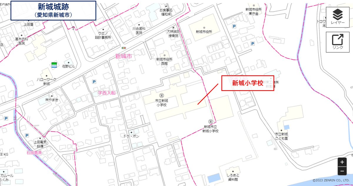 株式会社ゼンリン🗾 On Twitter そして長篠城主奥平信昌さん のちに亀姫と結婚し、現在の新城小学校の場所に新たに築城したのが新城(しんしろ)城🏯。これが新城市の名前の由来だそうです