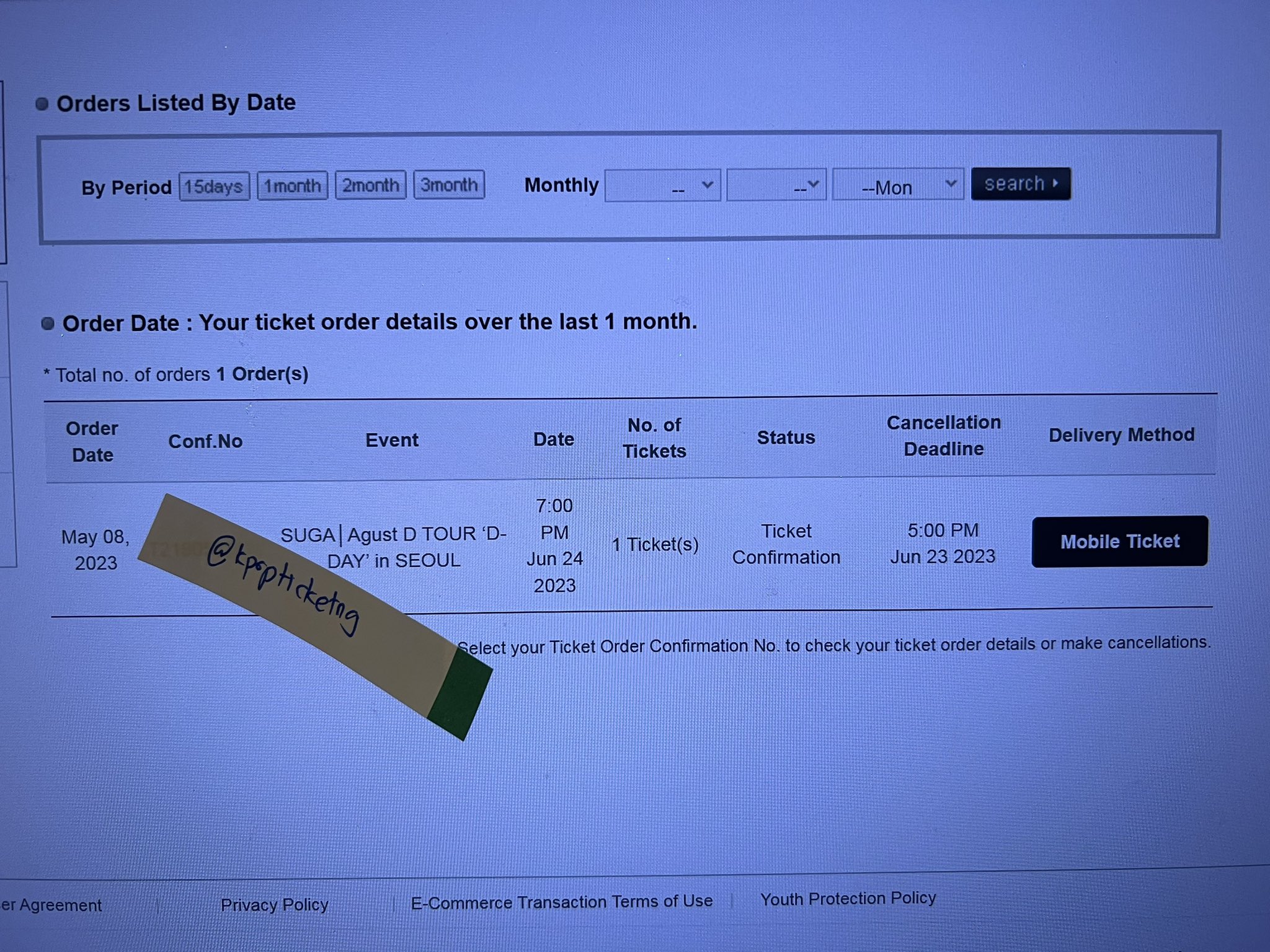 Kpop Ticketing on Twitter: "WTS SELLING SELL SEOUL SUGA AGUSTD MIN YOONGI ⭕️24/6 24June 3F ...