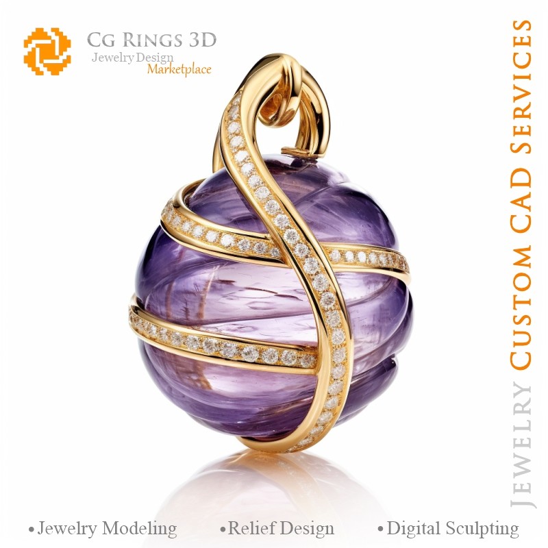 CG RINGS 3D on Twitter: "Pendant with Amethyst- Jewelry 3D CAD.3D CAD jewellery (3dm.Stl.Obj ...