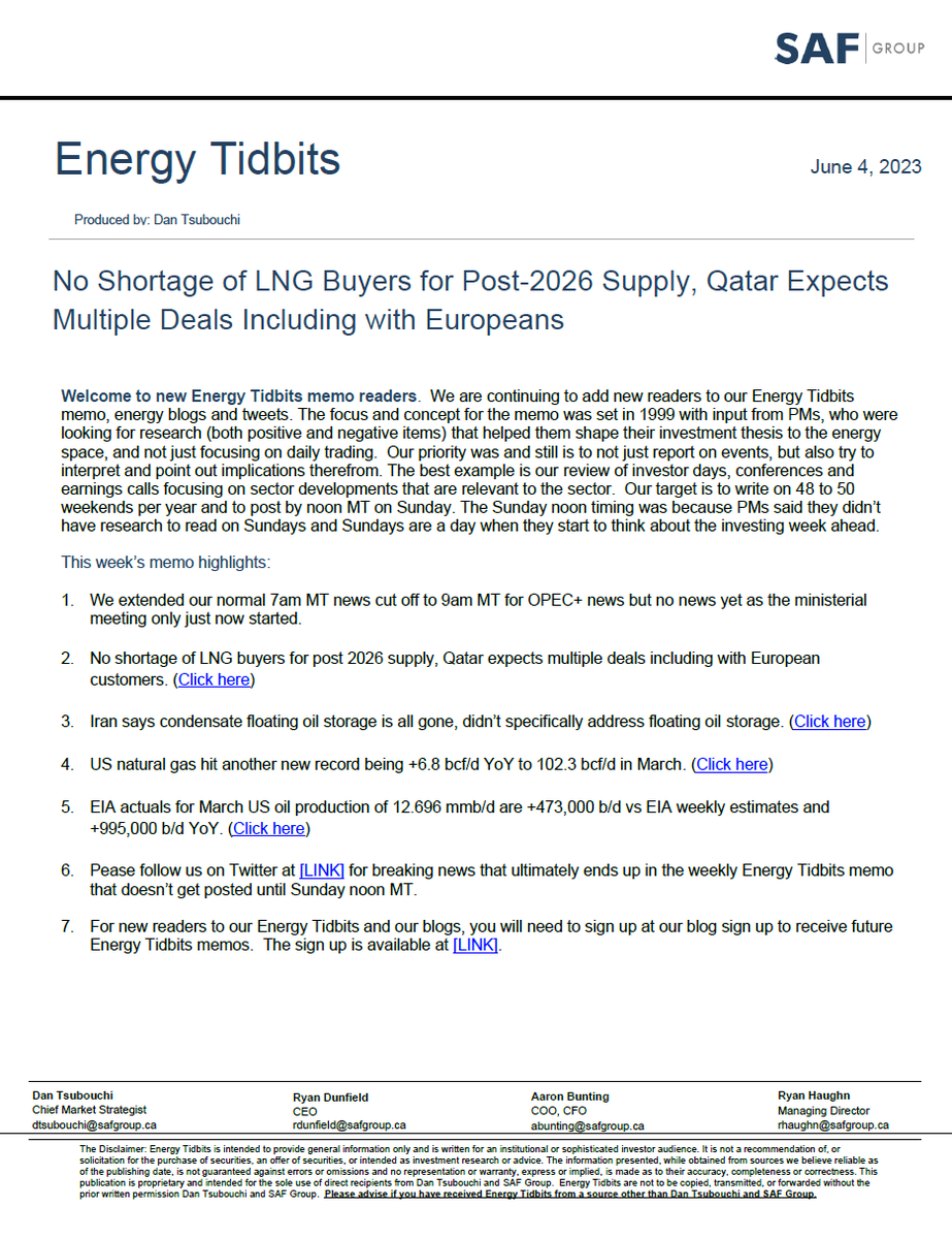 Dan Tsubouchi on Twitter: "RT @Energy_Tidbits: SAF Group June 4, 2023 Energy Tidbits memo is ...