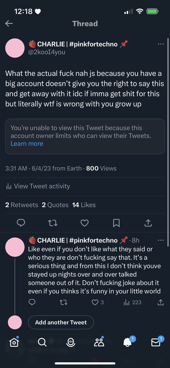 🍓CHARLIE | #pinkfortechno 📌 on Twitter: "Blocking me aint gonna take away the fact you made a ...