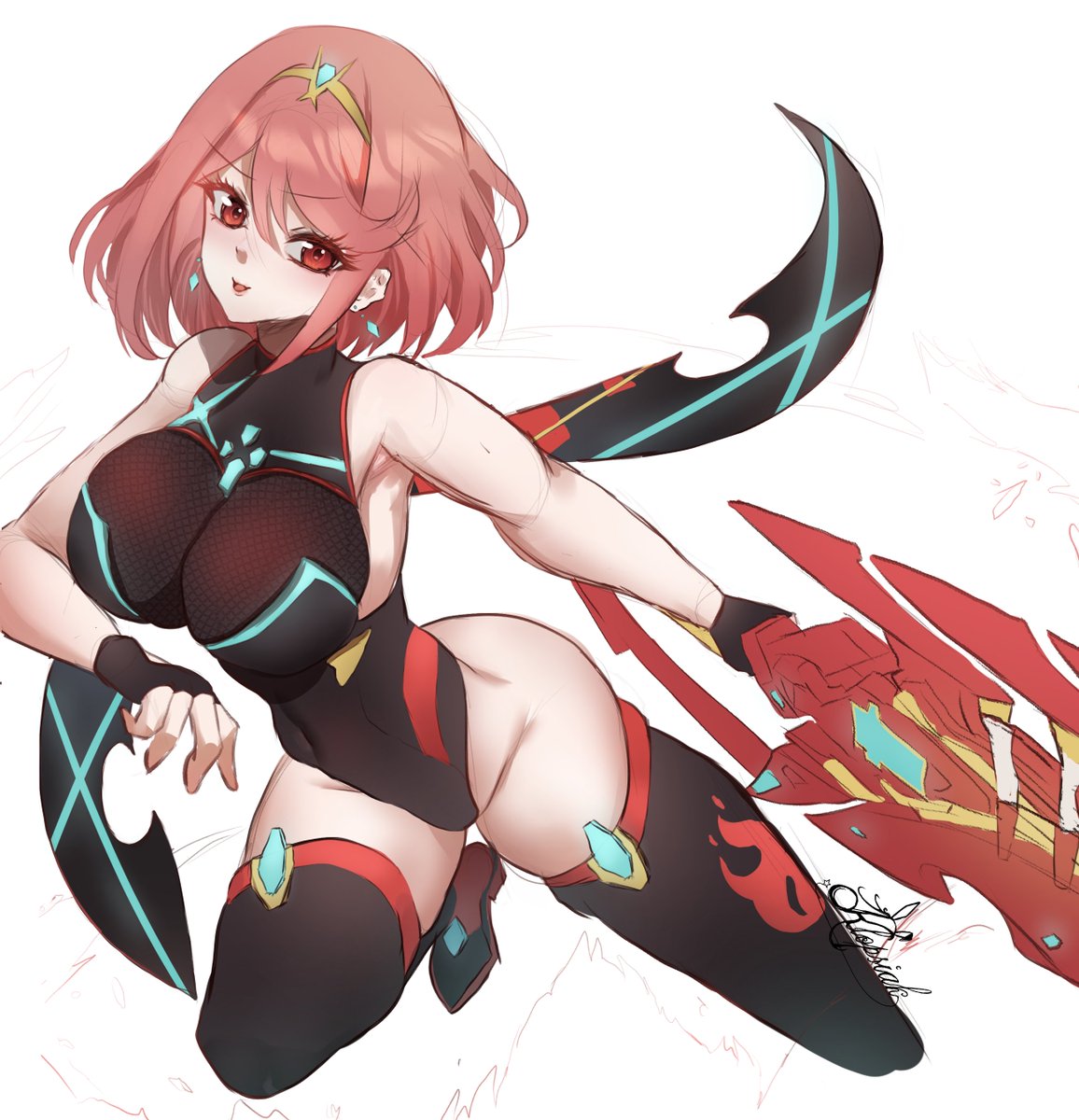 Klopsiak on Twitter: "Finished up Pyra in an OC outfit :) Also check out comparison with the ...