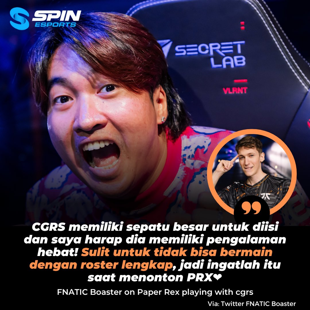 SPIN Esports on Twitter: "Pesan pesan Boaster untuk fans yang menonton tim Paper Rex & cgrs"
