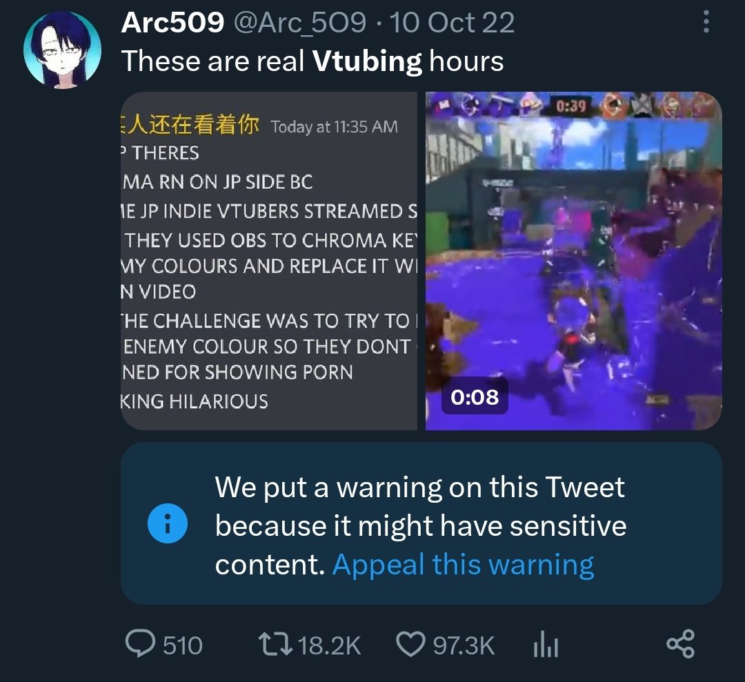 Arc509 on Twitter: "That video of the vtuber who chroma keyed JAV on Splatoon 3"