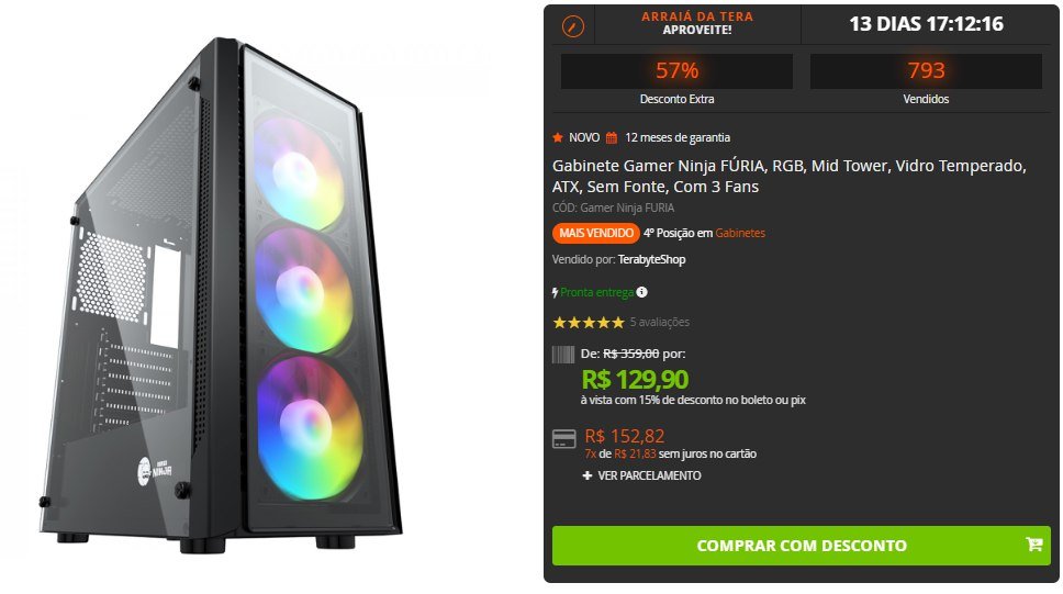 Infotécnicas Hardware on Twitter: "⚡ Gabinete Gamer Ninja FÚRIA, RGB, Mid Tower, Vidro Temperado ...