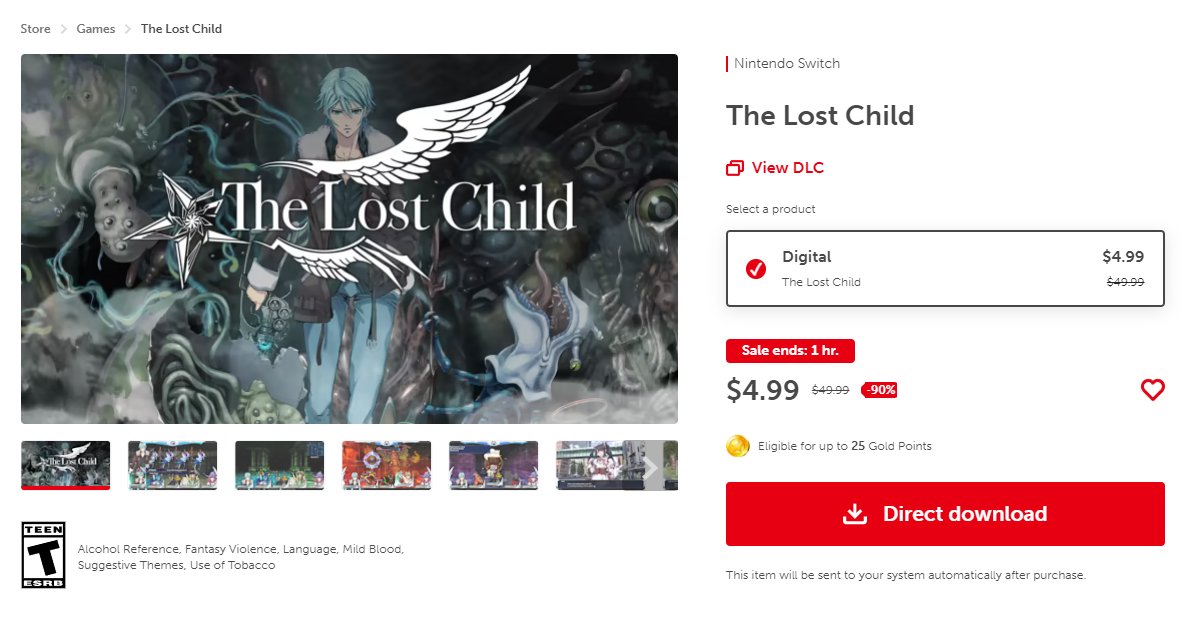 Wario64 on Twitter: "1-2 hours or so left to get The Lost Child on US eShop before delisting ...