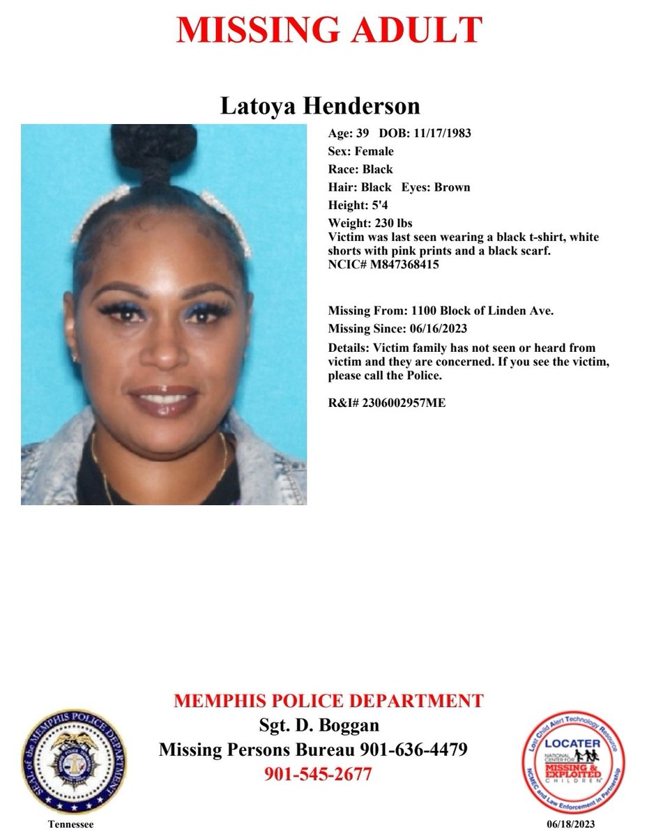 Memphis Police Dept On Twitter Have You Seen Latoya Henderson Report