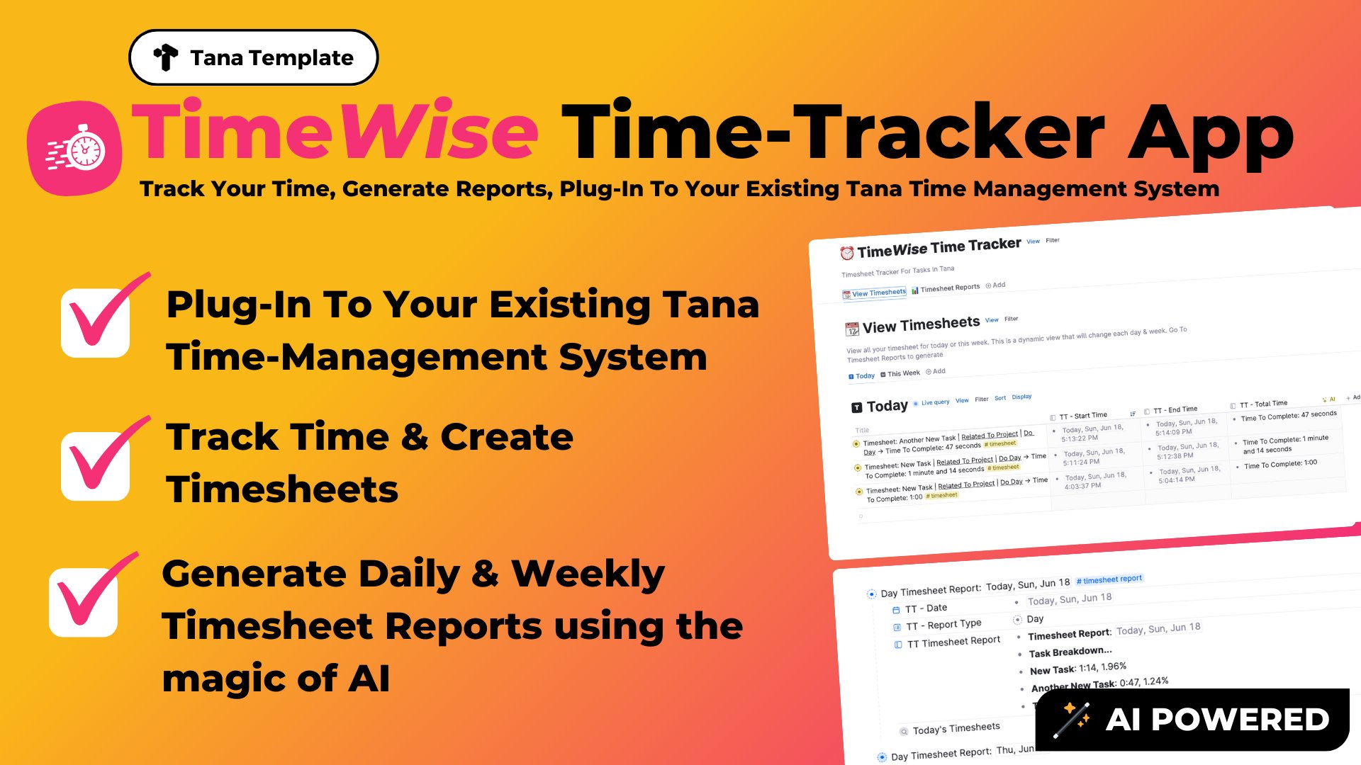 Tana Academy (by Ev Chapman) on Twitter: "⏰ Track Your Time + Generate Timesheet Reports In ...