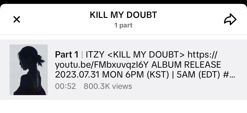 daitzy on Twitter: "RT @ITZYelite: 🆙⬆️ BOOST UP! ITZY “KILL MY DOUBT” 605,331 views on YT 2.3M ...