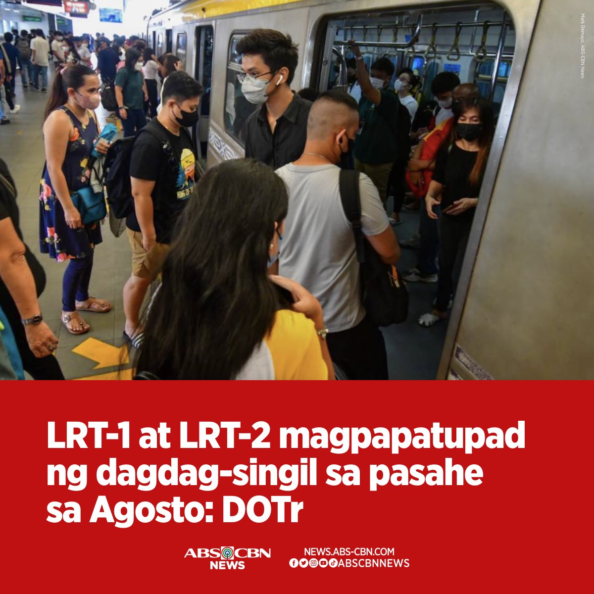 ABS-CBN News on Twitter: "Abiso sa mga pasahero ng LRT-1 at LRT-2. 📣 Magtataas ang pasahe sa mga ...