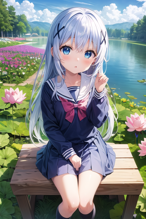 おっほ（AIイラスト、AIart専用垢） on Twitter: "RT @BlueRabbit_2022: チノちゃん 「ハスのお花の前でついウトウトしてしまいました」 #gochiusa ...