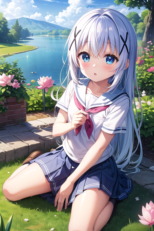 おっほ（AIイラスト、AIart専用垢） on Twitter: "RT @BlueRabbit_2022: チノちゃん 「ハスのお花の前でついウトウトしてしまいました」 #gochiusa ...