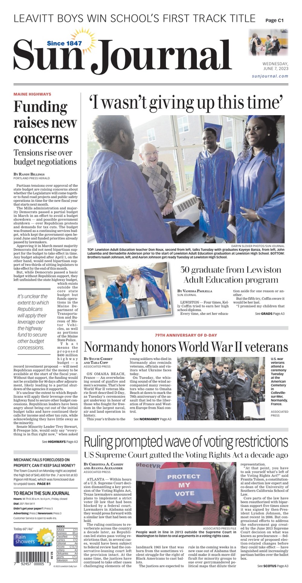 Sun Journal 🗞 on Twitter: "Today's Sun Journal front page, Wednesday ...