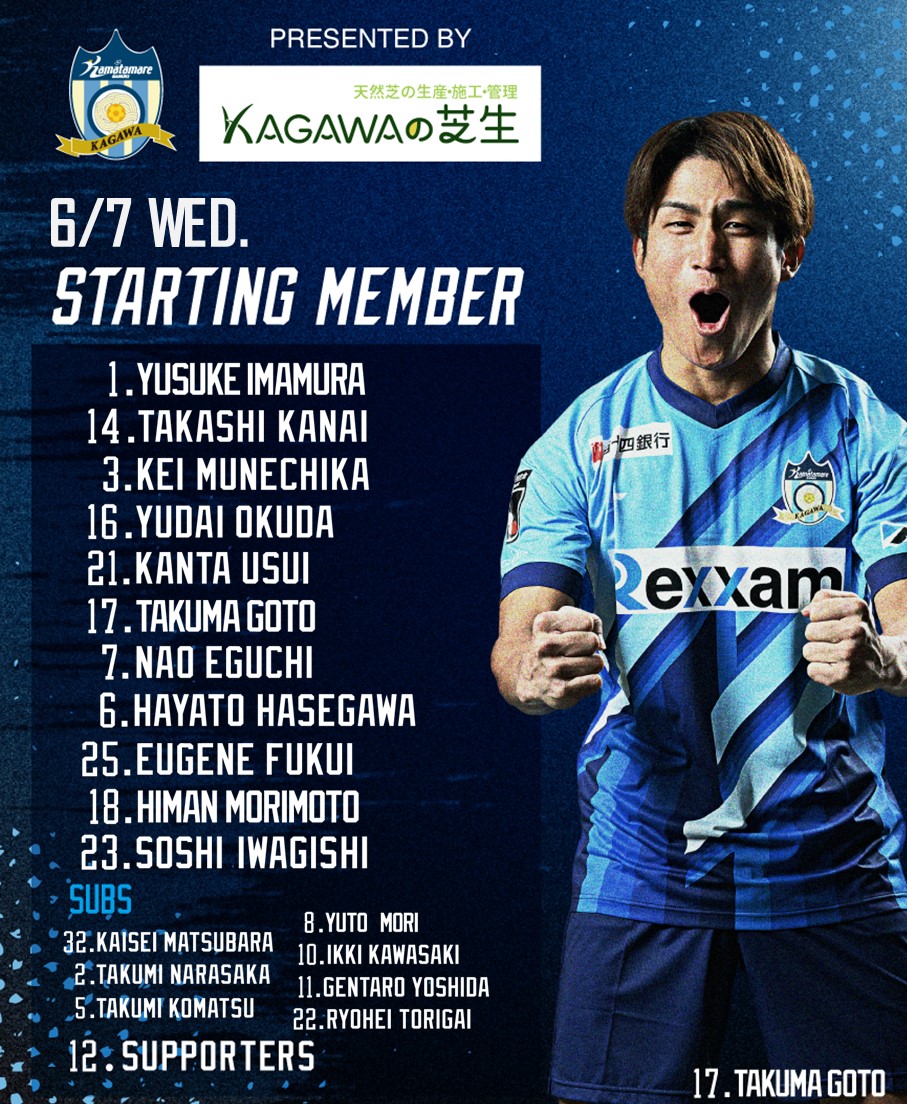 カマタマーレ讃岐 on Twitter: "🏆天皇杯 JFA 全日本サッカー選手権大会 🆚#ジュビロ磐田 🔥STARTING MEMBER🔥 GK #今村勇介 DF #金井貢史 #宗近慧 ...