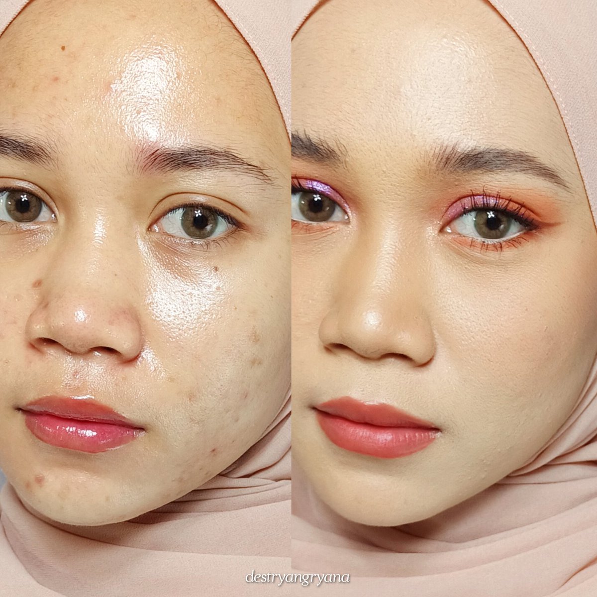 Destry on Twitter: "Base make up buat complexionnya pakai cushion + loose powder aja, tanpa ...