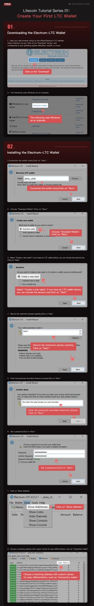 PiXiu Club丨PNP&PAS on Twitter: "PiXiu Club Litecoin Tutorial Series1⃣ Create your first LTC ...