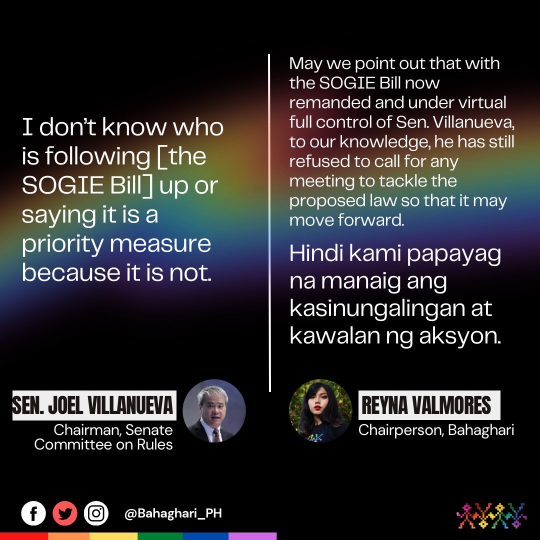 Bahaghari On Twitter Read Bahaghari On Sen Joel Villanuevas