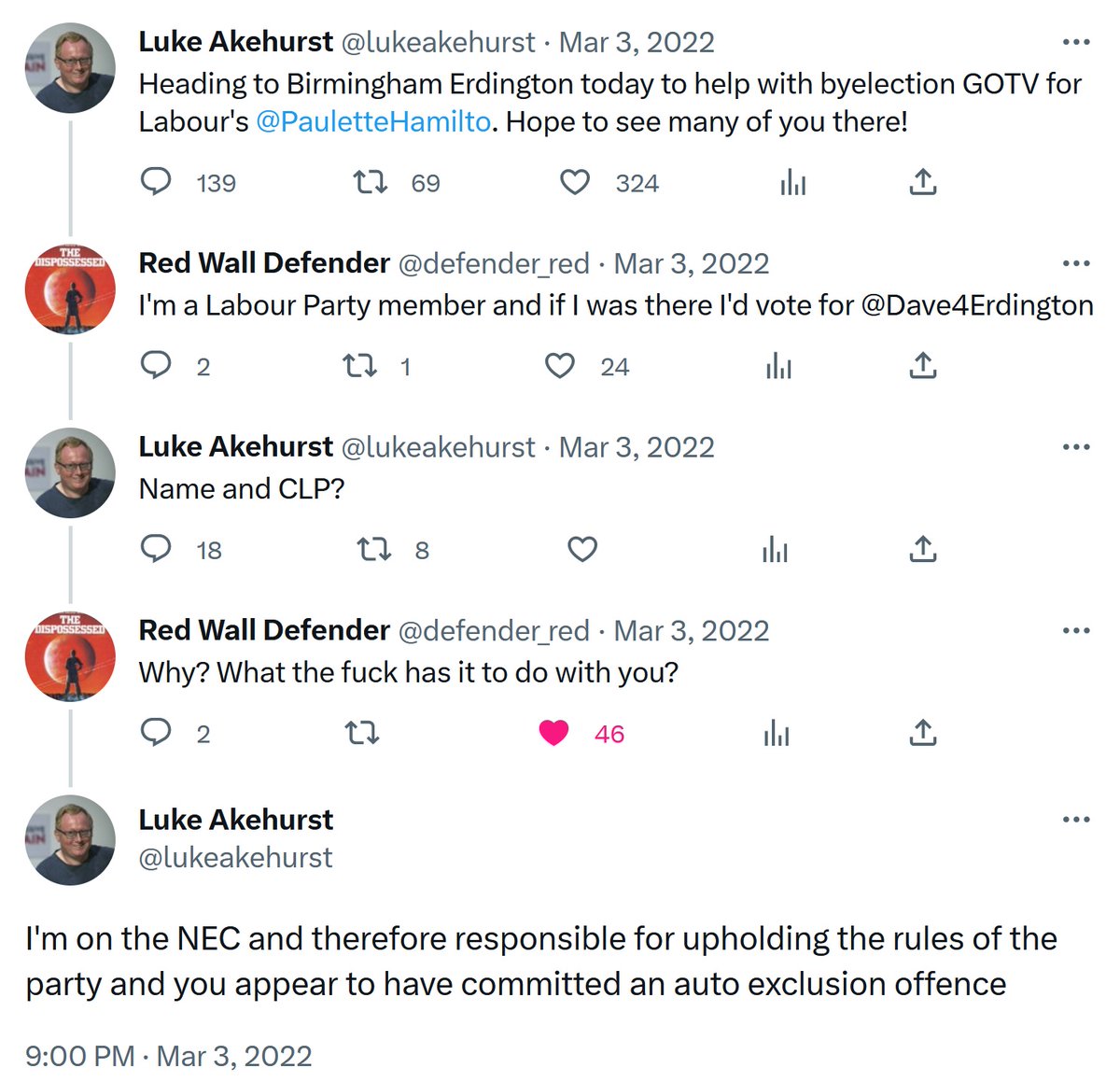 The Blind Owl on Twitter: "Luke Akehurst is drunk on his own sense of power at this point ...