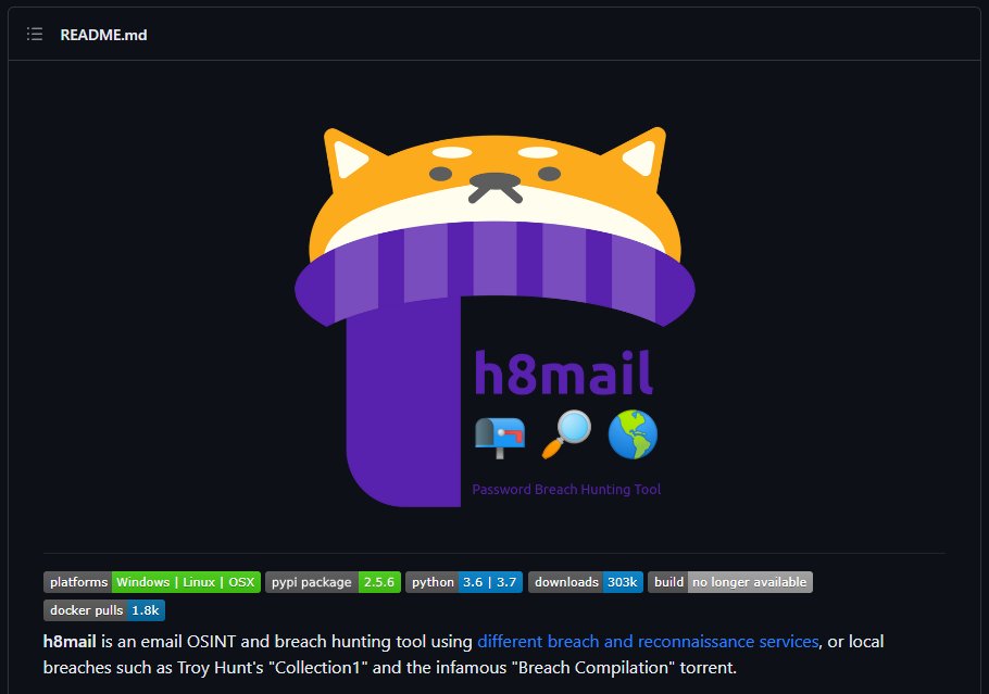Captain James West on Twitter: "RT @DailyDarkWeb: h8mail - Email OSINT & Password breach hunting ...
