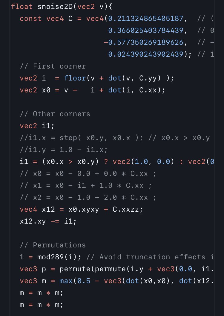 Xor on Twitter: "@Zeychin 2D simplex noise is far more complex than 2D value noise, requiring ...