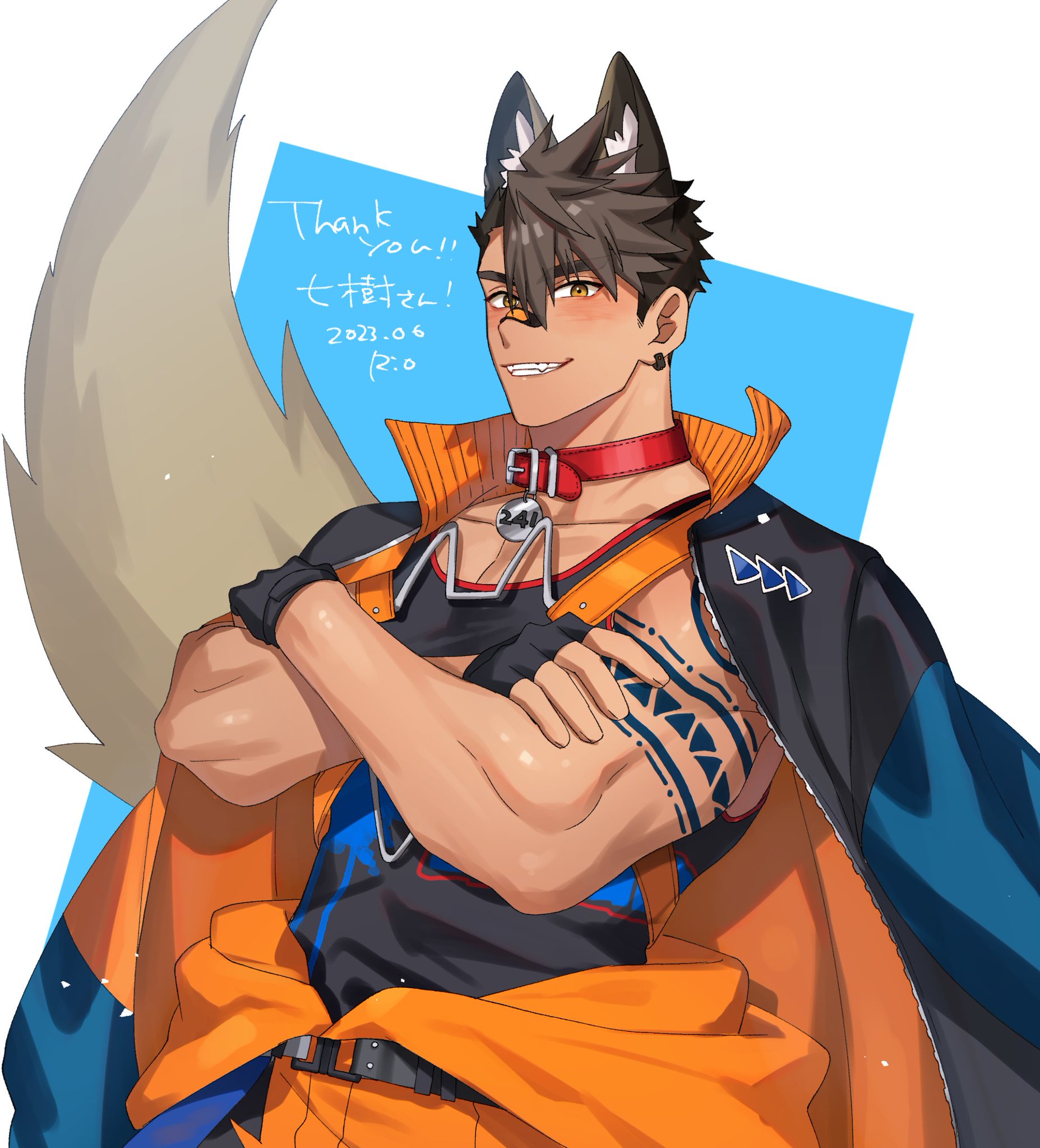 七樹 🐾 🐾 on Twitter: "#犬飼料 久違的男狼個人照🐺🧡 （只是普通的抱胸怎麼看起來那麼瑟 Illustration : Rio🔞 @Rio_oc_ https://t.co ...