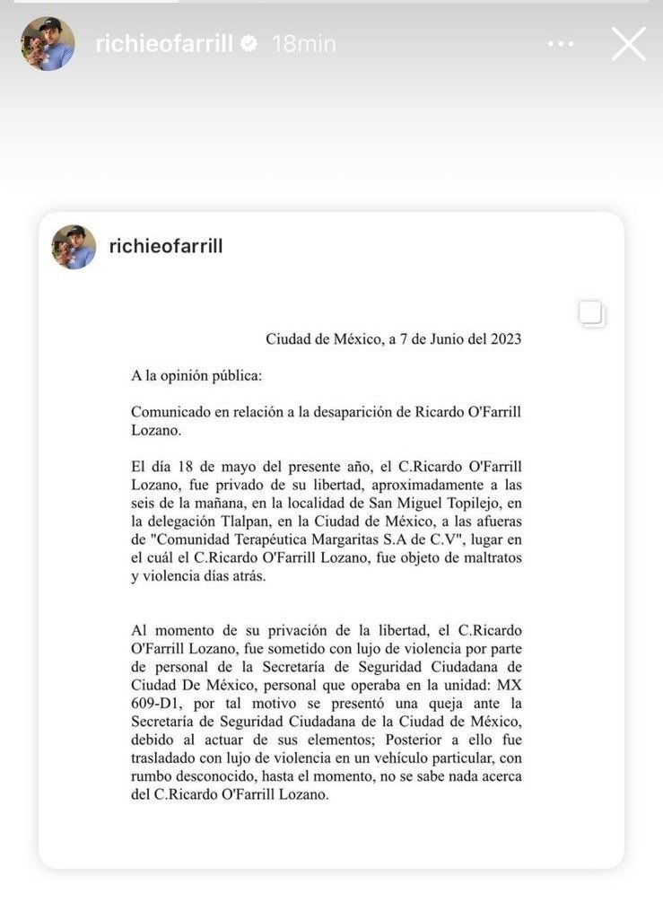 Fuerza Informativa Azteca on Twitter: "🚨#URGENTE | La cuenta verificada de Richie O'Farril en ...
