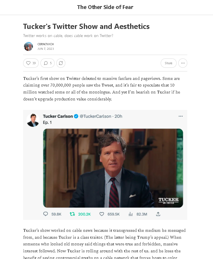 Adam Townsend on Twitter: "📺Read this post by @Cernovich about Tucker's Twitter Show and ...