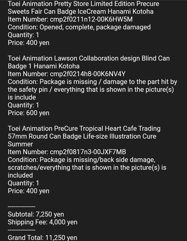 salem🌺🌊🍦🥥 on Twitter: "my last mandarake order was $83..... but i never watched a single precure ...