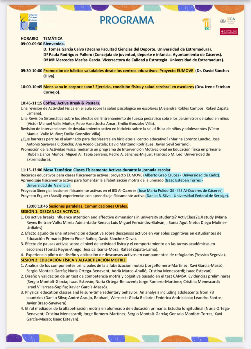 SIMPOSIO EUMOVE on Twitter: "¡Ya está disponible el programa oficial del Simposio! 📝 🚩 Mesas ...