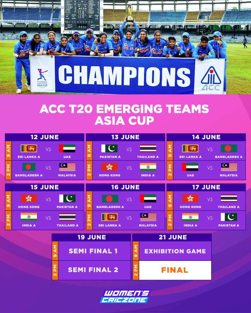 Women’s CricZone on Twitter: "📺 FANCODE will be streaming the ACC Women's T20 Emerging Asia Cup ...