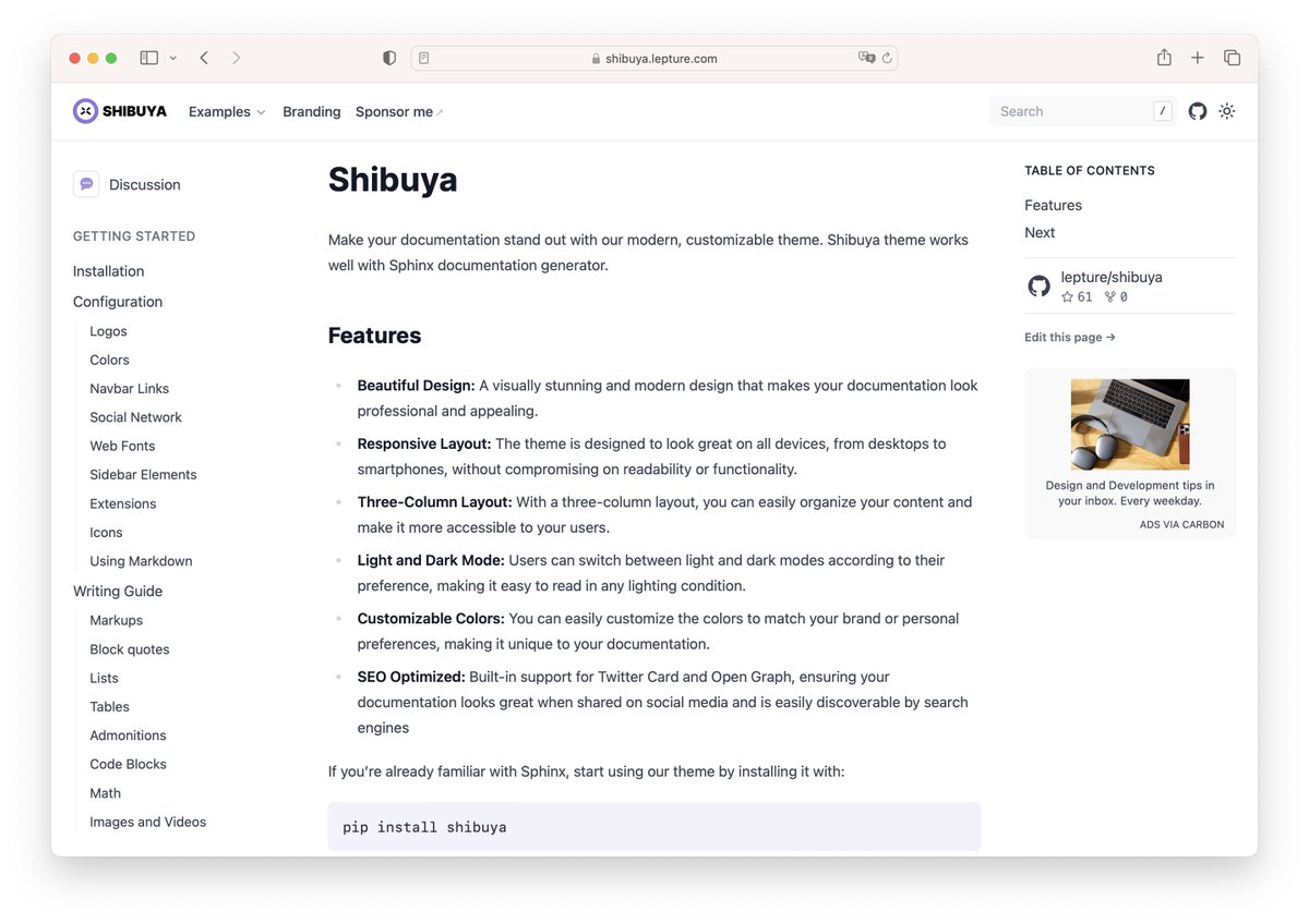 Hsiaoming Yang on Twitter: "颓废了好几个月，重新开始编程生活。更新了两个 Python 项目。 Mistune 发布了 3.0.0，Shibuya 这个主题也更新了 ...