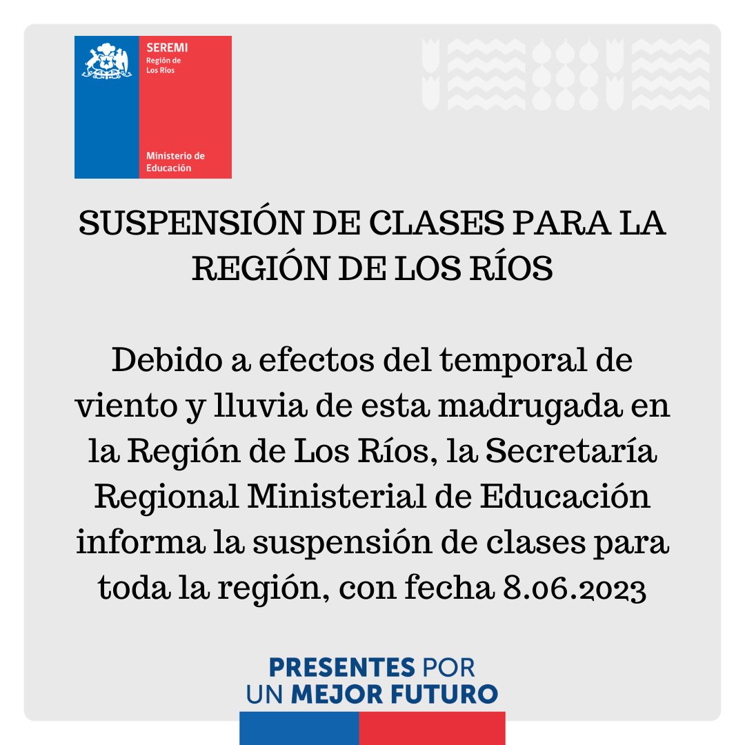 Seremi de Educación Región de Los Ríos on Twitter: "Comunicado ofocial de la Seremi de Educación ...