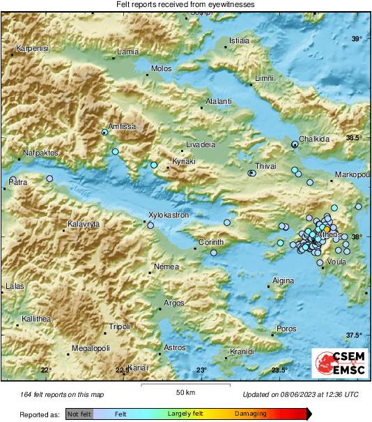 Earthquake strikes with 4.8R central Greece, felt in Athens
