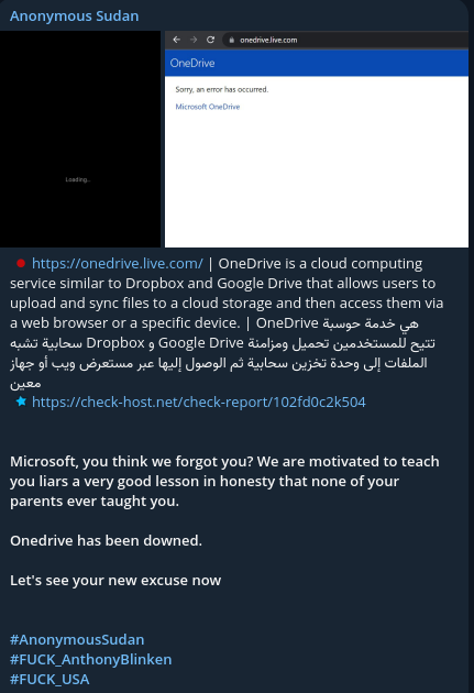 FalconFeedsio on Twitter: "Anonymous Sudan hackers group claims to have targeted Microsoft ...