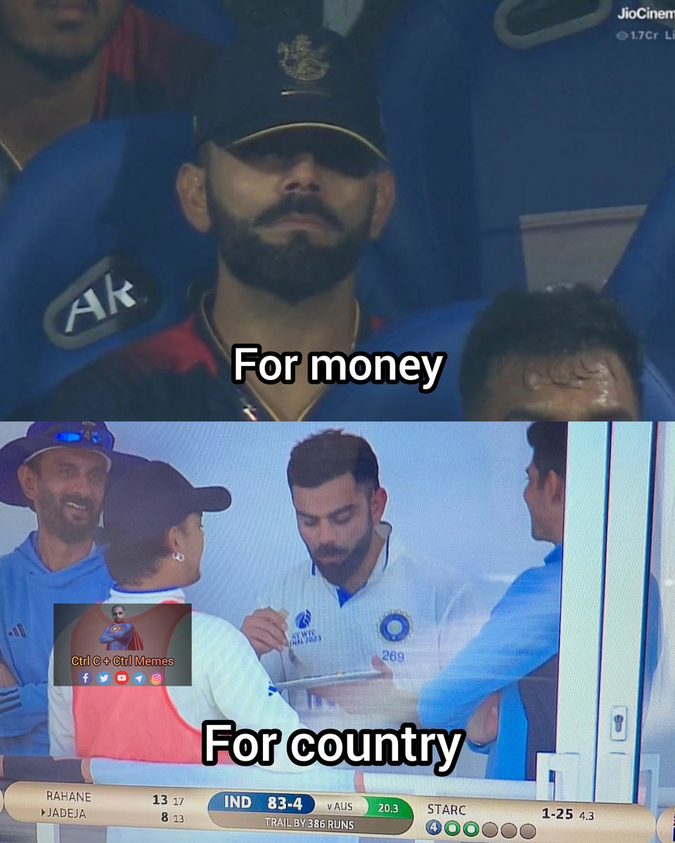 Ctrl C Ctrl Memes on Twitter: "Seriousness of Virat Kohli for IPL vs India #INDvAUS"