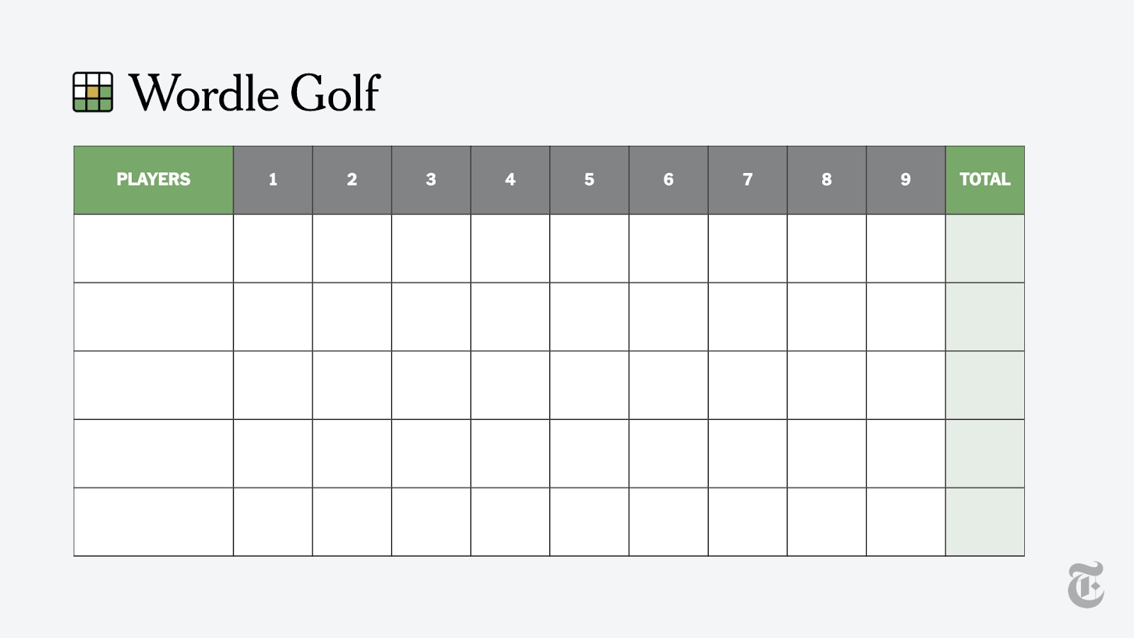 Blank Golf Scorecard Template