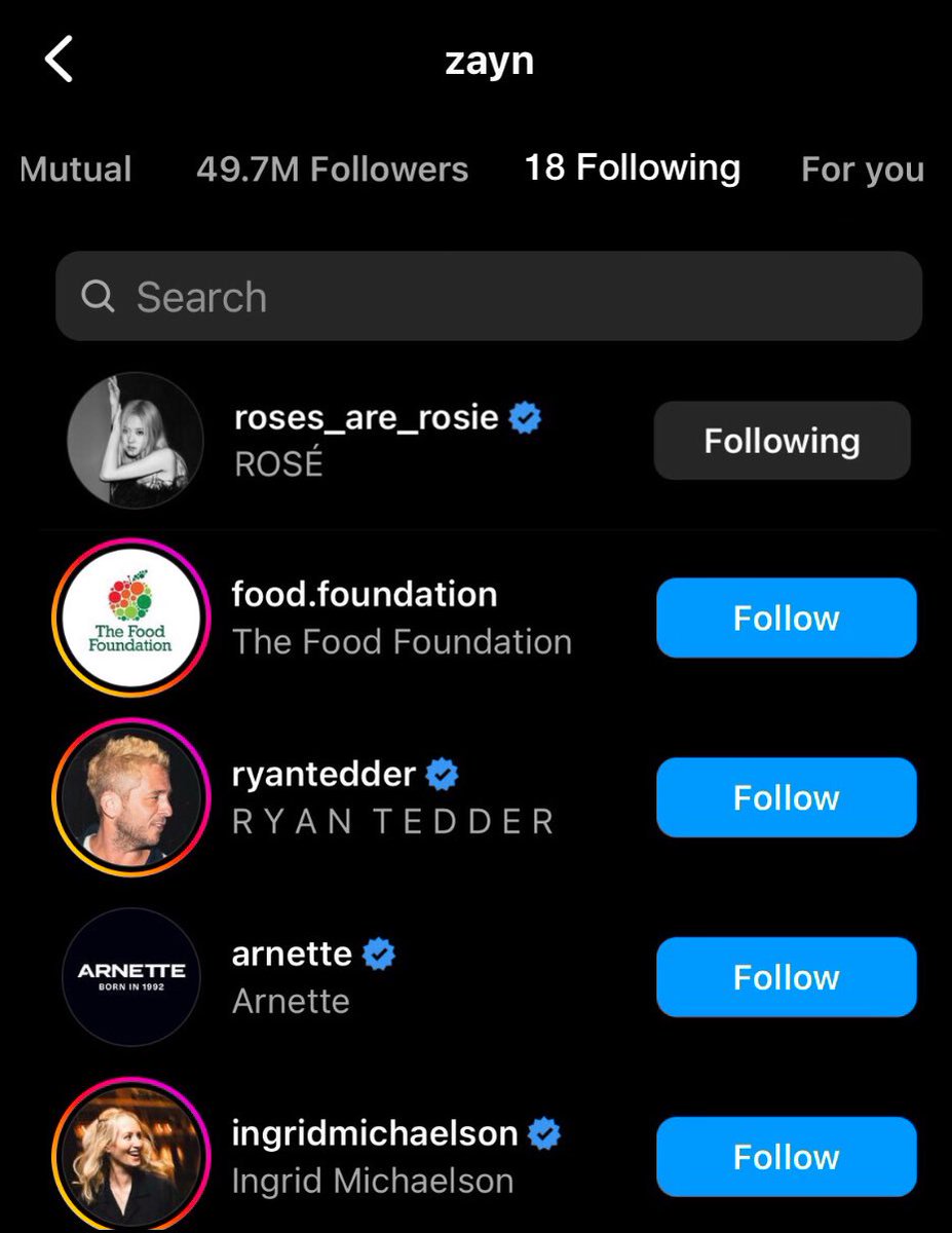 𝘀𝗶𝗲 on Twitter: "OMG HOLY SHIT :&/@; ZAYN STARTED FOLLOWING ROSÉ ON INSTAGRAM JUST NOW ...