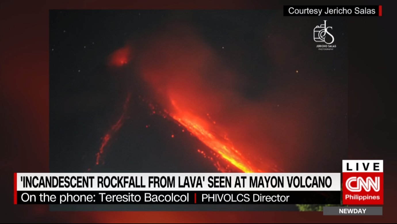 CNN Philippines on Twitter: "Glowing rockfall can be seen as Alert Level 3 has been raised over ...