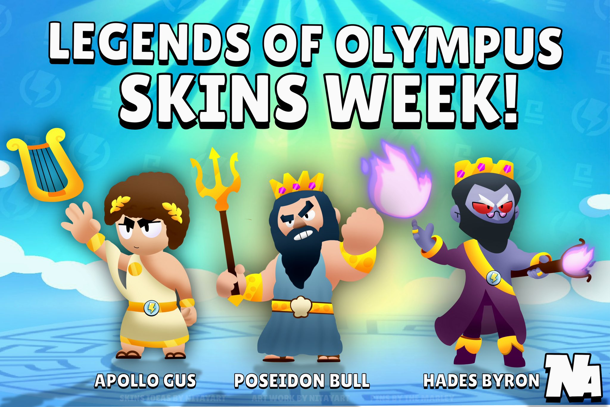 NitayArt🧟 on Twitter: "Some more Legends of Olympus Skins! ⚡️⚡️⚡️ 🌊👑💎 Poseidon Bull 🏹☀️🏛️ Apollo ...