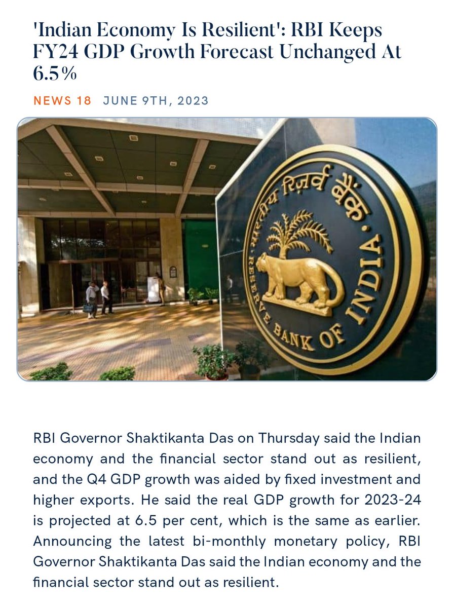Pmo India On Twitter Indian Economy Is Resilient Rbi Keeps Fy24