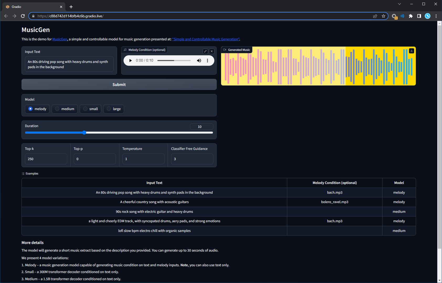 camenduru on Twitter: "MusicGen Colab 🥳 Thanks to @jadecopet @FelixKreuk @itai_gat Tal Remez ...