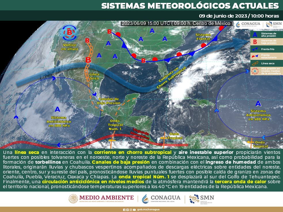 CONAGUA Clima on Twitter: "Conoce los fenómenos #Meteorológicos que hoy afectan a #México. Checa ...