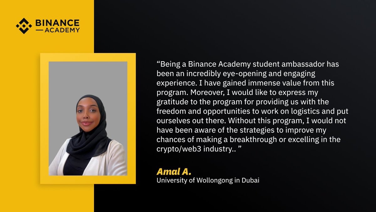 Binance Academy on Twitter: "Amal shares her experience on what it's like being a part of the # ...