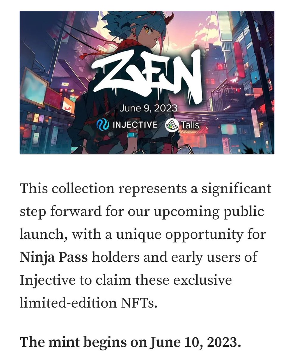 ⚡techryper 🧭🛡️🛸 on Twitter: "$INJ #Zen NFT koleksiyonunu lansmanını Injective Labs ile Talis ...