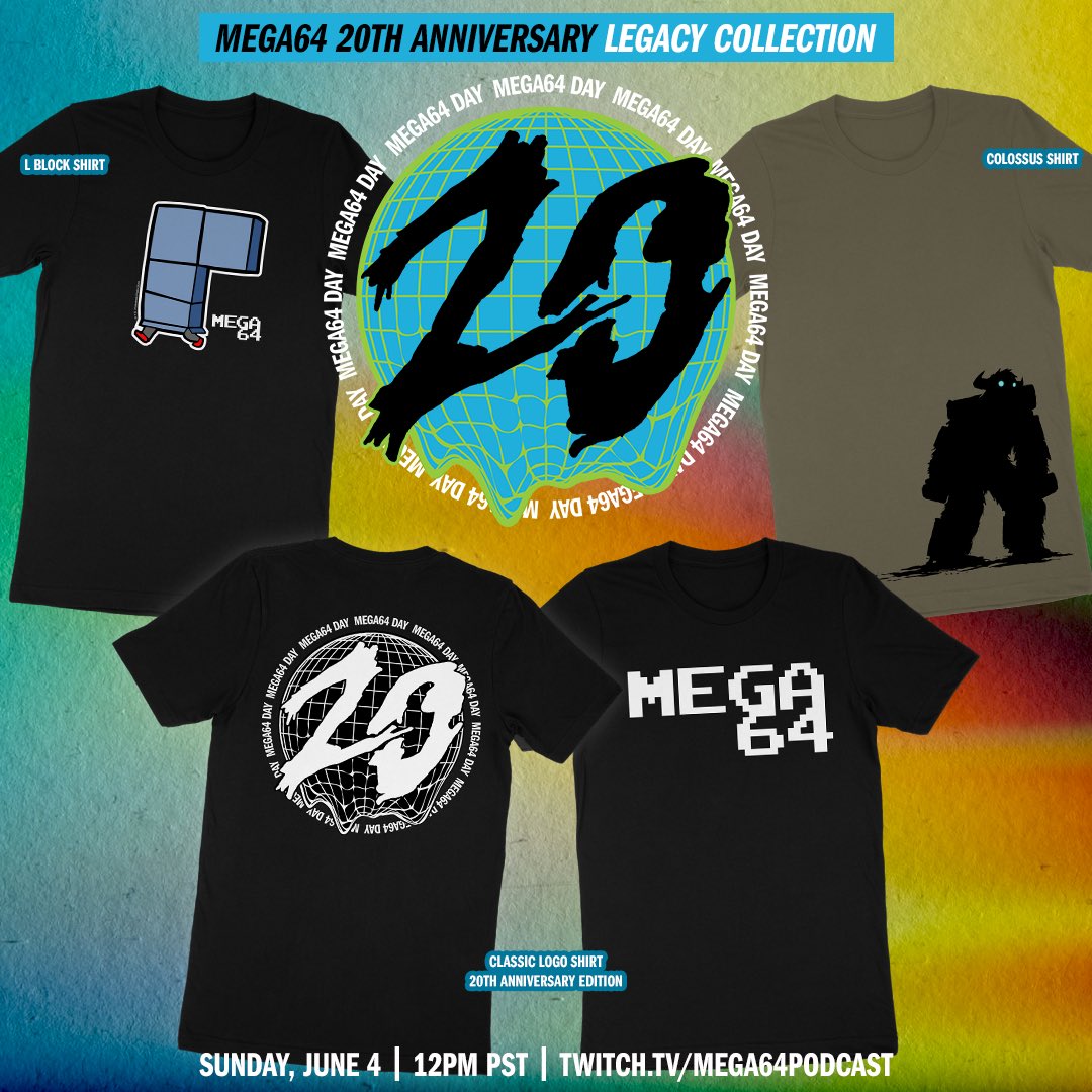 Mega64 on Twitter: "This is the FINAL weekend to get all the Mega64 20th anniversary merch. It’s ...