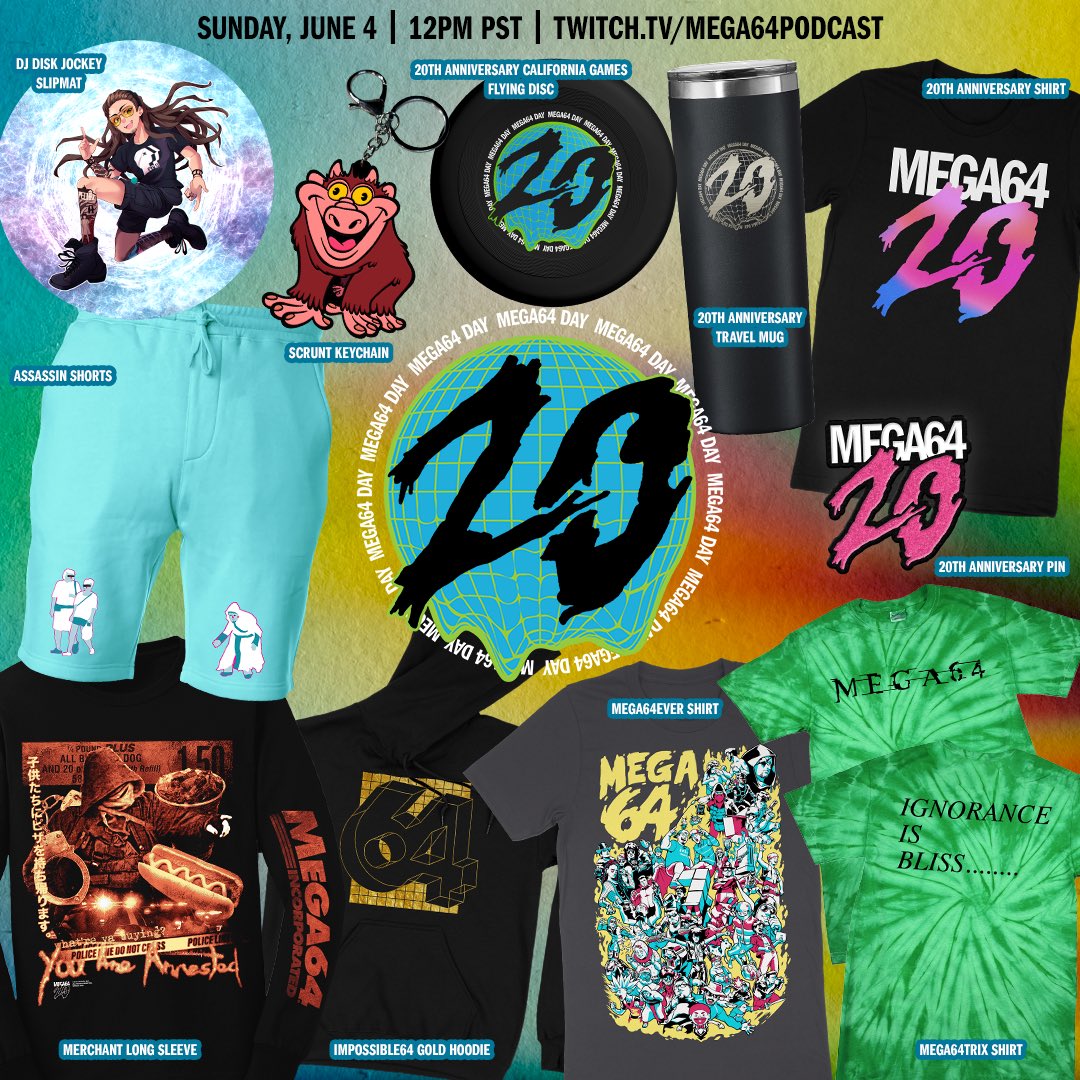 Mega64 on Twitter: "This is the FINAL weekend to get all the Mega64 20th anniversary merch. It’s ...