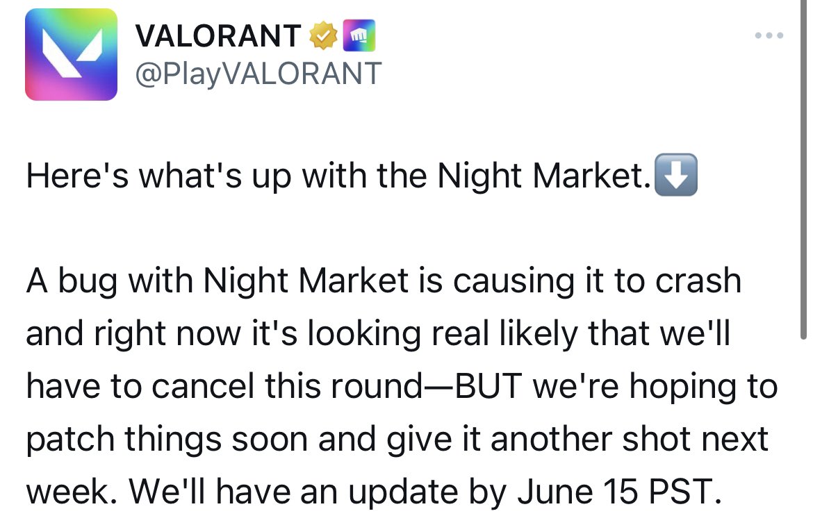 GameBox | VALORANT News on Twitter: "ナイトマーケットの最新情報 | #VALORANT ナイトマーケットによるバグで今回のナイトマーケットをキャンセルし ...
