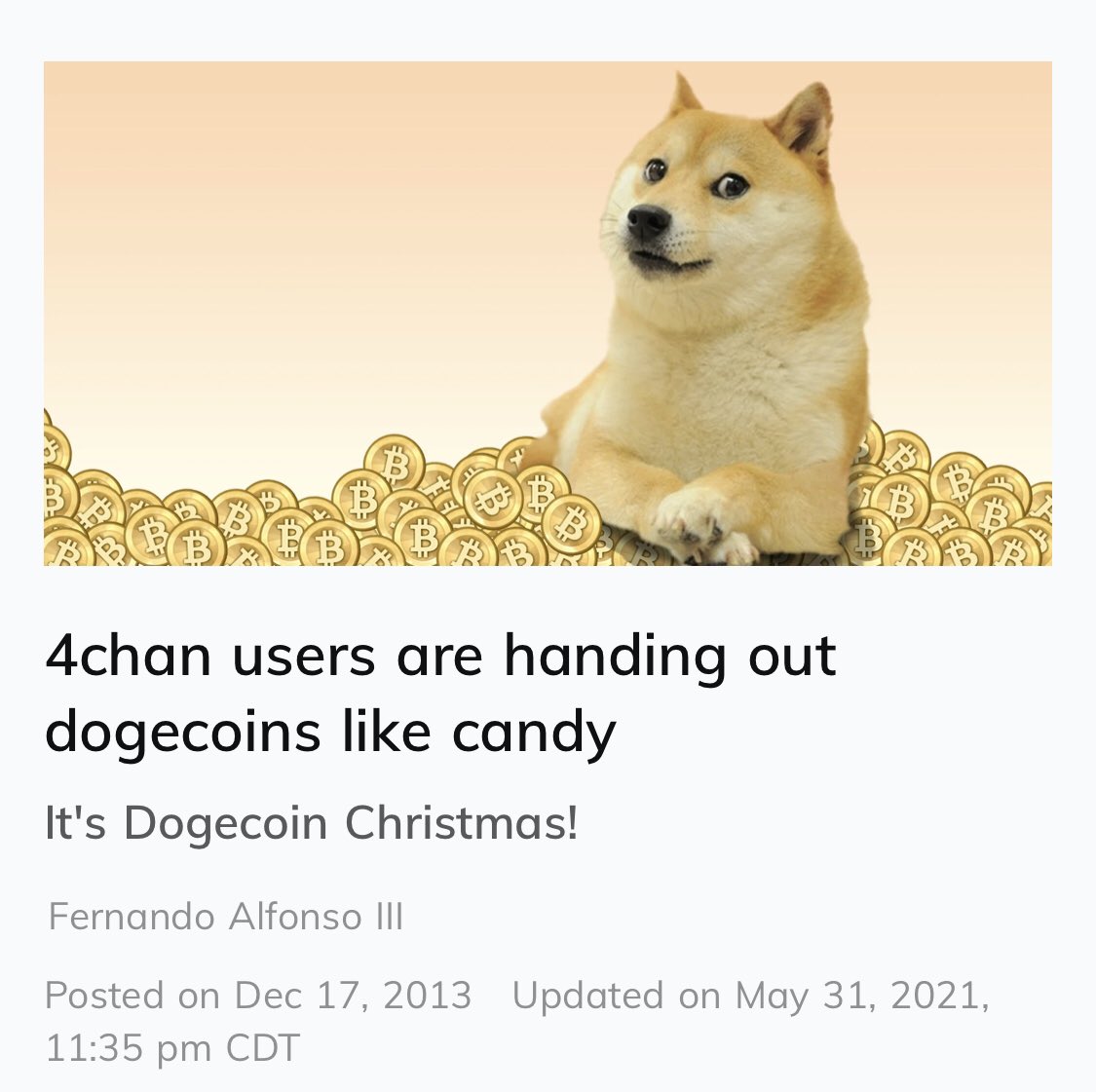 Stu Kats on Twitter: "RT @The4CHANLord: #4chan not only invented the $doge meme, but pushed and ...