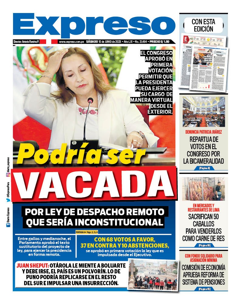 Diario Expreso on Twitter: "🗞 ¡Aquí la portada del Diario Expreso para este sábado 10 de junio ...